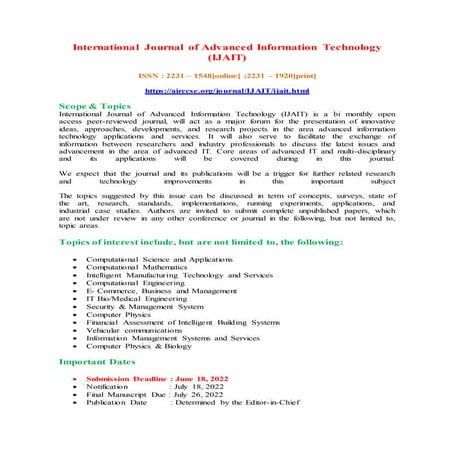 International Journal of Advanced Information Technology (IJAIT) | DOCX