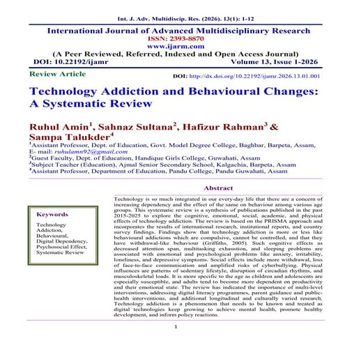 Technology Addiction and Behavioural Changes: A Systematic Review | PDF