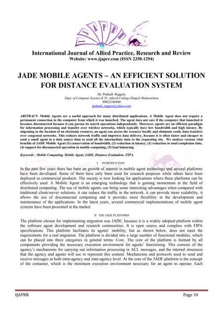 Introduction to JADE (Java Agent DEvelopment) Framework | PDF