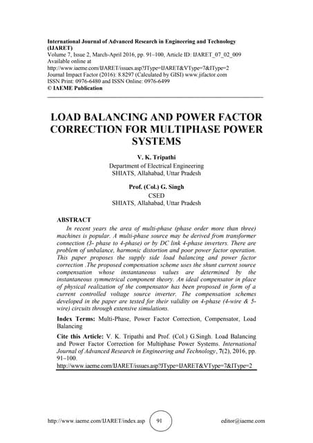 Design of a 3-phase FC-TCR Static Var Compensator for Power factor correction and Preventation ...