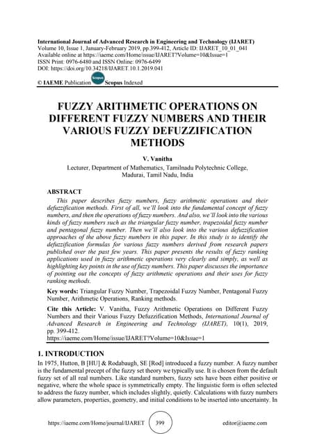 fuzzy arithmetic operations over set theory | PPT