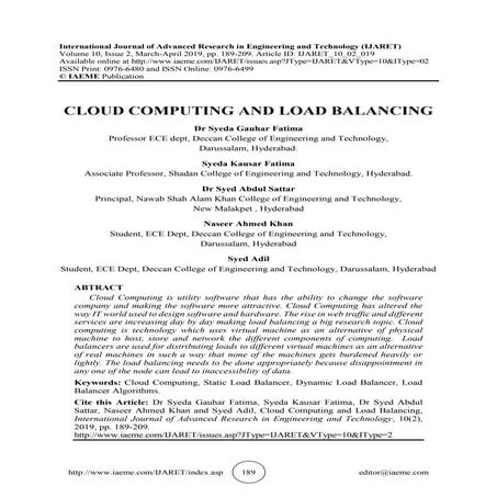 CLOUD COMPUTING AND LOAD BALANCING | PDF