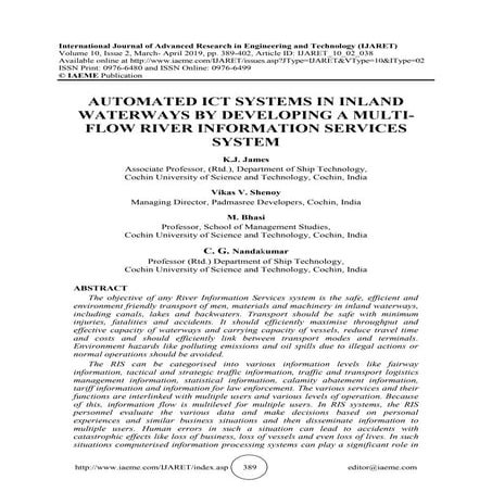 AUTOMATED ICT SYSTEMS IN INLAND WATERWAYS BY DEVELOPING A MULTIFLOW ...