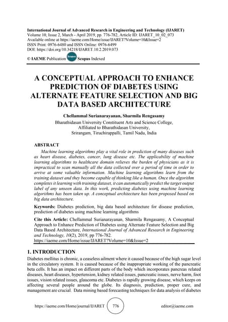 Diabetes prediction using machine learning | PPT | Diabetes | Diseases ...