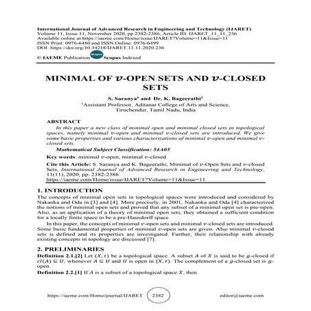 MINIMAL OF 풗-OPEN SETS AND 풗-CLOSED SETS | PDF