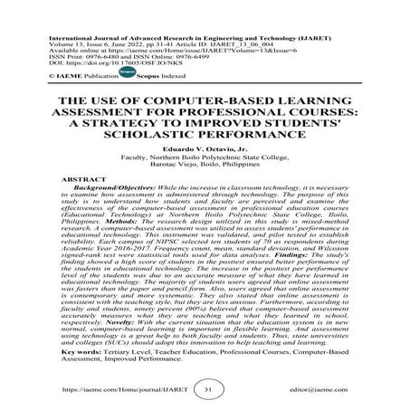 THE USE OF COMPUTER-BASED LEARNING ASSESSMENT FOR PROFESSIONAL COURSES ...