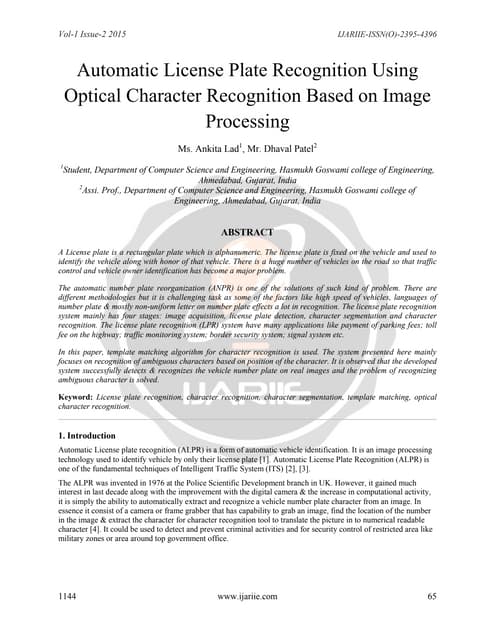 IRJET- Designing of OCR Tool Box for Decoding Vehicle Number Plate ...