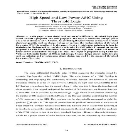 High Speed and Low Power ASIC Using Threshold Logic | PDF