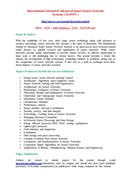International Journal of Advanced Smart Sensor Network Systems (IJASSN ...