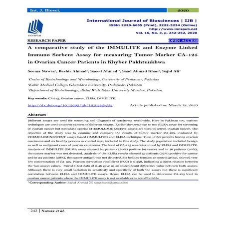 A comparative study of the IMMULITE and Enzyme Linked Immuno Sorbent ...