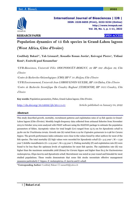 Population characteristics of the Japanese threadfin bream Nemipterus ...