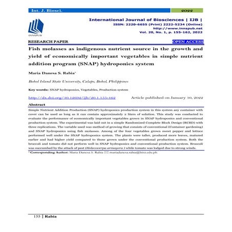 Fish molasses as indigenous nutrient source in the growth and yield of ...