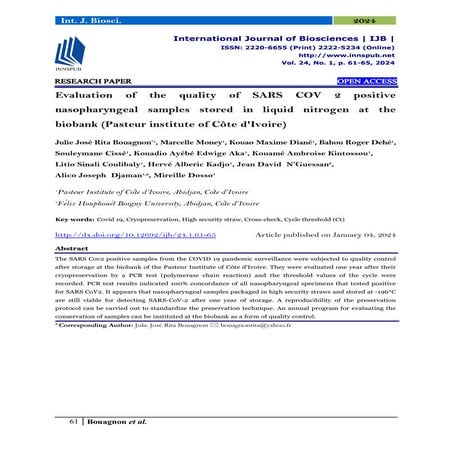 Evaluation of the quality of SARS COV 2 positive nasopharyngeal samples ...