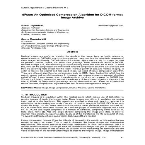 Dfuse An Optimized Compression Algorithm For Dicom Format Image Archive Pdf 