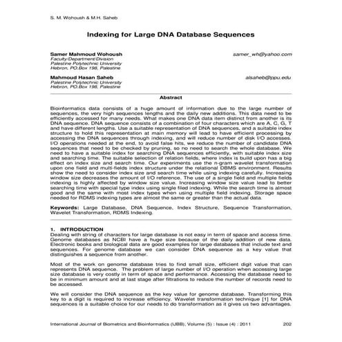 Indexing for Large DNA Database sequences | PDF | Databases | Computer Software and Applications