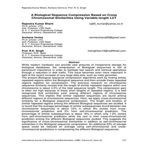 A Biological Sequence Compression Based on cross chromosomal similarities using Variable length ...