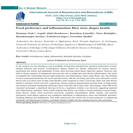 Food preference and inflammation: How taste shapes health | PDF
