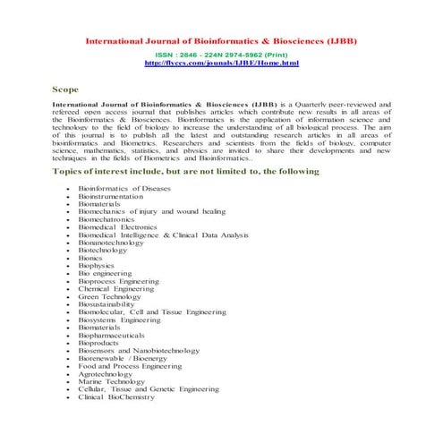 International Journal of Bioinformatics & Biosciences (IJBB) | DOCX ...