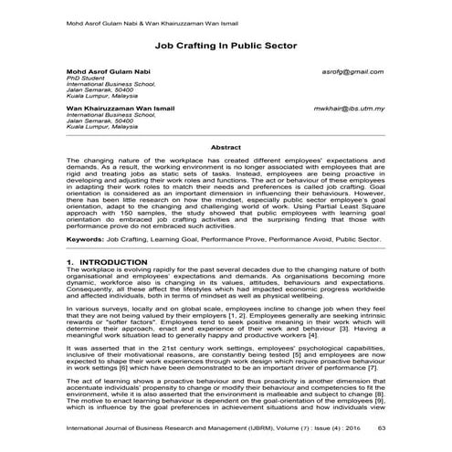 Job Crafting In Public Sector | PDF
