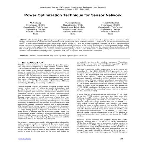Power Optimization Technique for Sensor Network | PDF