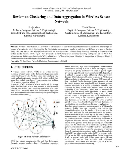 Review On Clustering And Data Aggregation In Wireless Sensor Network Pdf