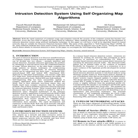 Intrusion Detection System Using Self Organizing Map Algorithms | PDF