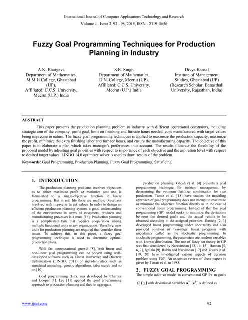 Goal programming | PDF | Business | Business and Finance