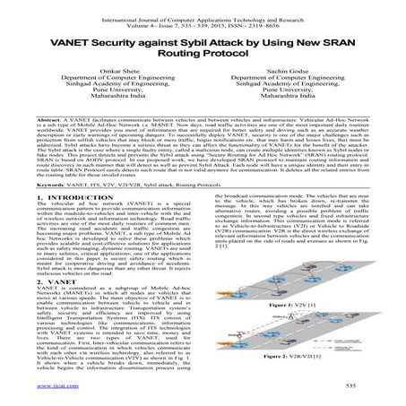 Vanet Security Against Sybil Attack By Using New Sran Routing Protocol Pdf Information And