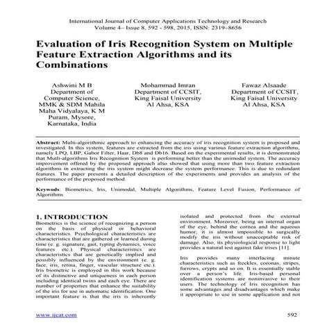 Evaluation Of Iris Recognition System On Multiple Feature Extraction