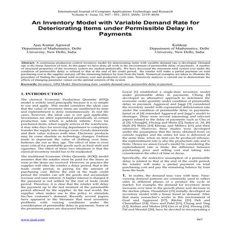 An Inventory Model With Variable Demand Rate For Deteriorating Items Under Permissible Delay In
