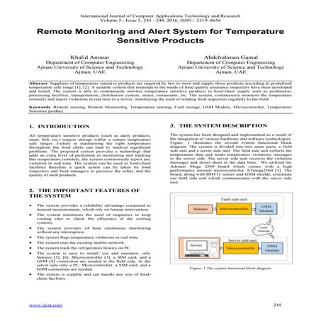 Remote Monitoring and Alert System for Temperature Sensitive Products | PDF