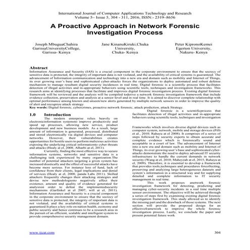 A Proactive Approach in Network Forensic Investigation Process | PDF