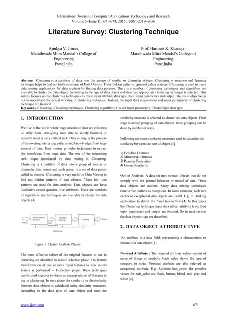 Literature Survey Clustering Technique Pdf