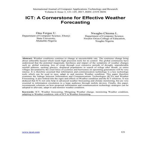 ICT: A Cornerstone for Effective Weather Forecasting | PDF | Weather ...