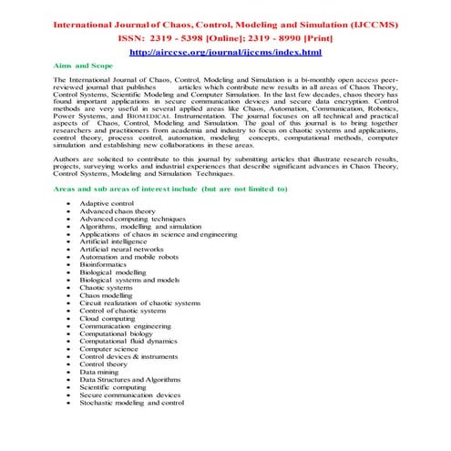 International Journal of Chaos, Control, Modeling and Simulation (IJCCMS) | DOCX