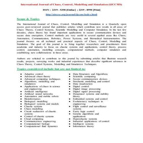 Call For Papers - International Journal of Control Theory and Computer ...
