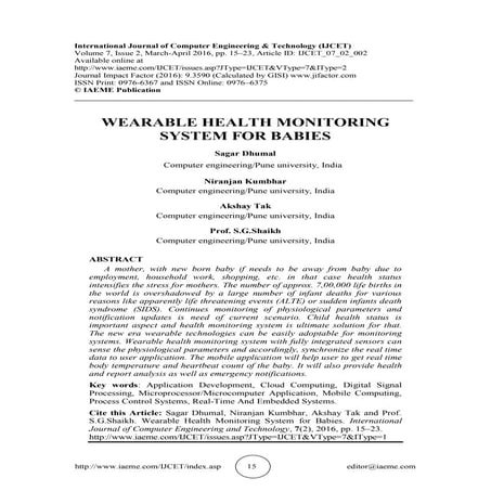 WEARABLE HEALTH MONITORING SYSTEM FOR BABIES | PDF