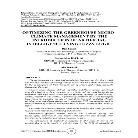 OPTIMIZING THE GREENHOUSE MICRO-CLIMATE MANAGEMENT BY THE INTRODUCTION ...