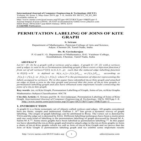 PERMUTATION LABELING OF JOINS OF KITE GRAPH | PDF | Physics | Science