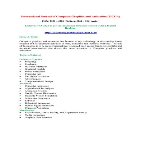 Call for Papers *** International Journal of Computer Graphics and ...
