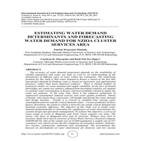 ESTIMATING WATER DEMAND DETERMINANTS AND FORECASTING WATER DEMAND FOR ...