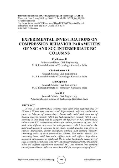Behaviour of beam column joint under cyclic loading | PDF