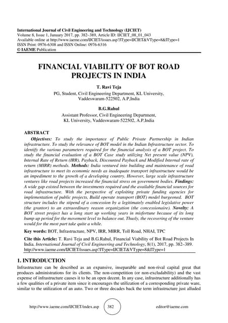 Analytical Comparison between BOT,BOOT and PPP Projects | PDF