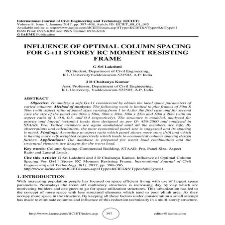 INFLUENCE OF OPTIMAL COLUMN SPACING FOR G+11 STOREY RC MOMENT RESISTING FRAME | PDF