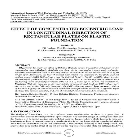 EFFECT OF CONCENTRATED ECCENTRIC LOAD IN LONGITUDINAL DIRECTION OF ...