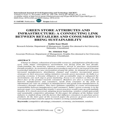GREEN STORE ATTRIBUTES AND INFRASTRUCTURE: A CONNECTING LINK BETWEEN ...