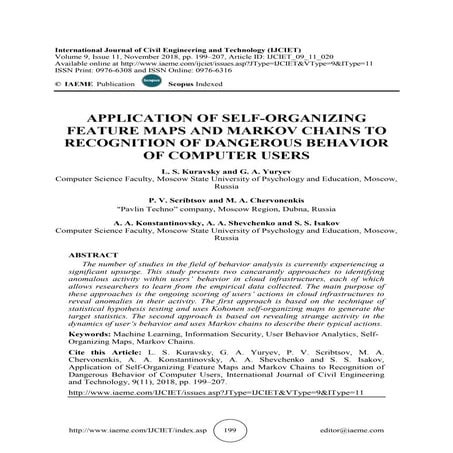 APPLICATION OF SELF-ORGANIZING FEATURE MAPS AND MARKOV CHAINS TO RECOGNITION OF DANGEROUS ...