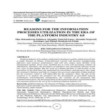 REASONS FOR THE INFORMATION PROCESSES UTILIZATION IN THE ERA OF THE ...