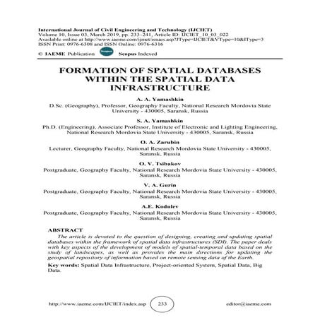 Formation Of Spatial Databases Within The Spatial Data Infrastructure Pdf