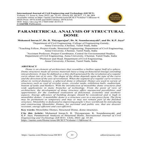 PARAMETRICAL ANALYSIS OF STRUCTURAL DOME | PDF